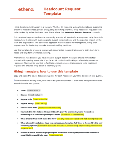 Ethena | Headcount Request Template