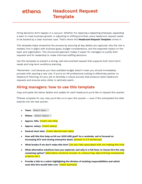 Ethena | Headcount Request Template
