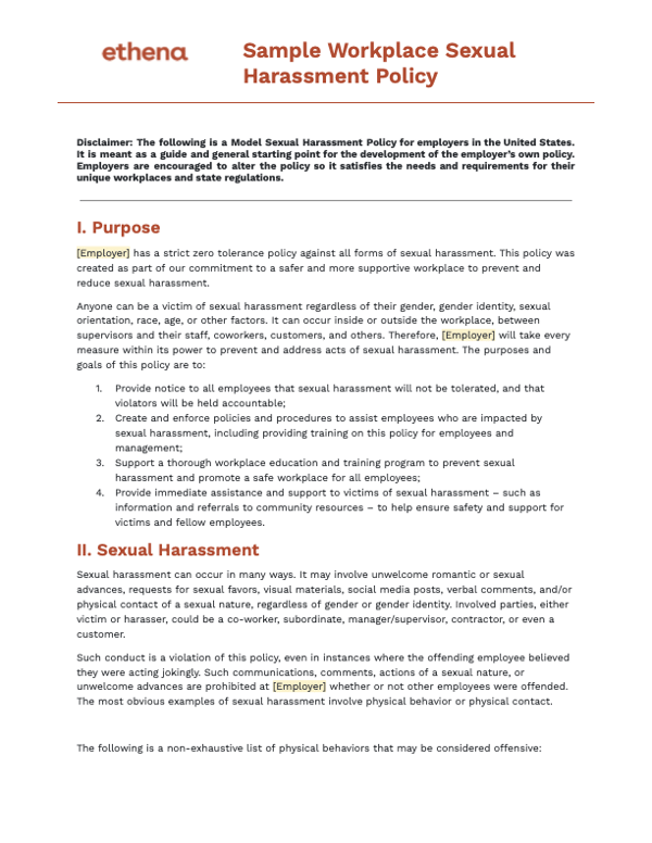 Ethena | Sexual Harassment Policy Template